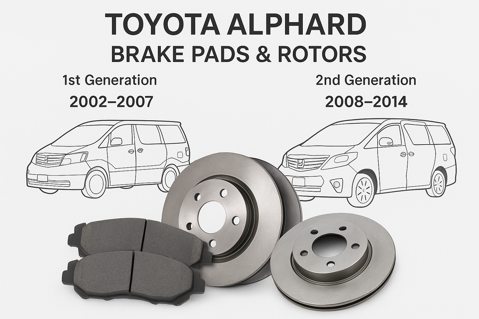 TOYOTA ALPHARD / VELLFIRE 1ST AND 2ND GEN 2002-2014 BRAKE PADS AND ROT ...